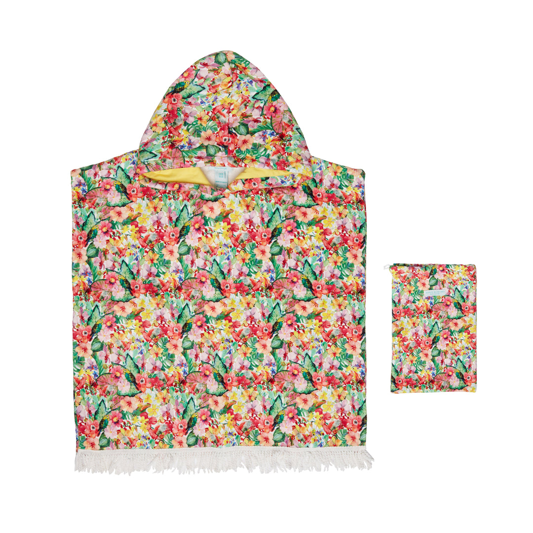GIRL'S HOODED TERRY PONCHO GARDEN – Marie Raxevsky | Beach Couture