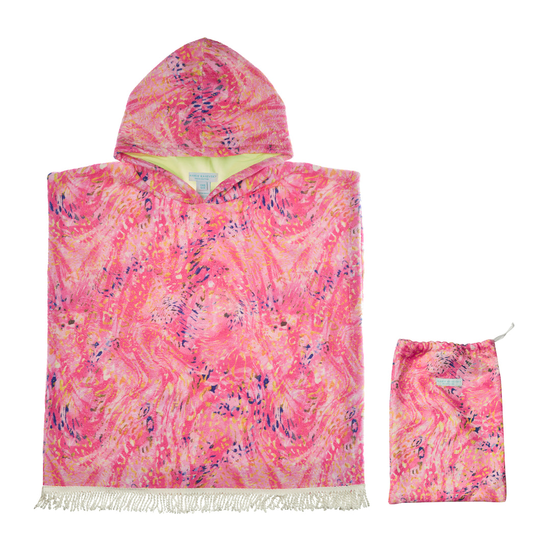 GIRL'S HOODED TERRY PONCHO SPLASH – Marie Raxevsky | Beach Couture
